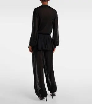 Alaïa High-rise Draped Viscose Pants