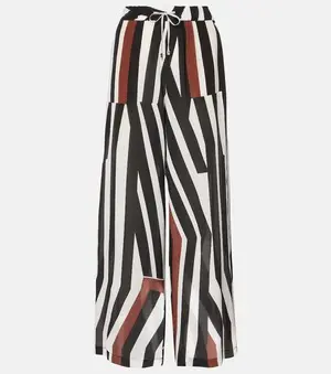 Max Mara Tropea Striped Silk Wide-leg Pants