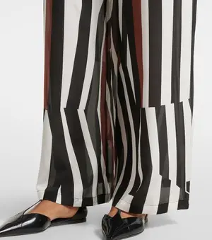 Max Mara Tropea Striped Silk Wide-leg Pants
