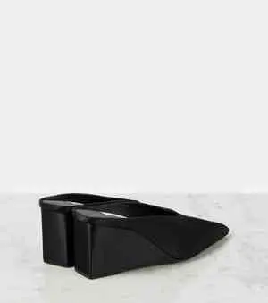 Alaïa Cube 75 Satin Wedge Mules - Blue