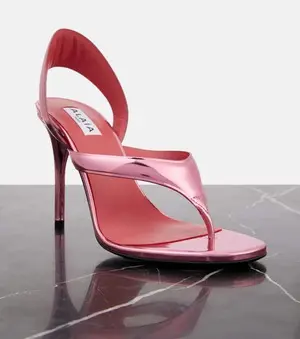 Alaïa Infradito 90 Mirrored Leather Sandals - Pink