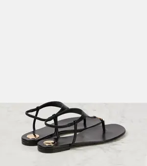 Saint Laurent Cassandra Leather Thong Sandals - Black
