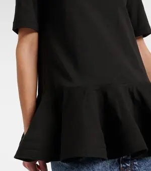 Alaïa Peplum Cotton Jersey T-shirt - Black
