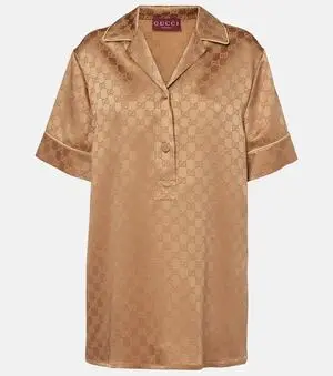 Gucci Gg Satin Blouse - Brown