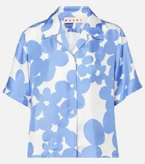 Marni Floral Silk Shirt - Blue
