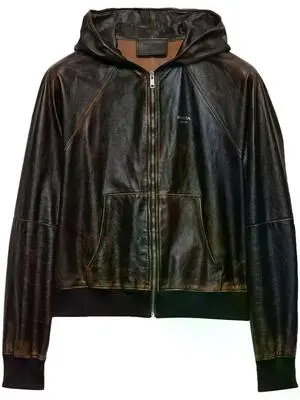 Prada Hooded Leather Jacket - Brown