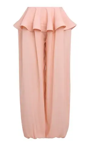 Alaïa Georgette Tapered Pants With Peplum - Pink