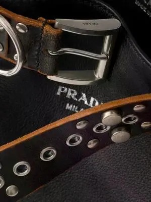 Prada Buckle Leather Tote