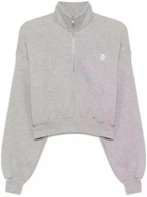 Eterne Cropped Half-zip Sweatshirt - Grey
