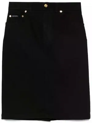Dolce & Gabbana Midi Denim Skirt - Black