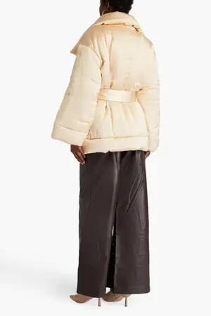 Zimmermann Padded Satin Wrap Jacket - Cream