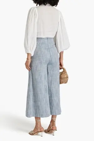 Zimmermann High-rise Cotton And Linen-blend Chambray Culottes