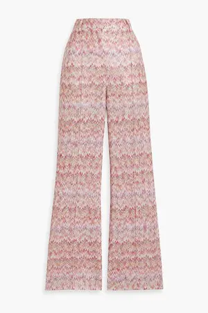 Missoni Metallic Crochet-knit Flared Pants - Red