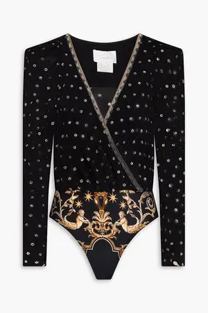 Camilla Camilla Embellished Printed Bodysuit - Black