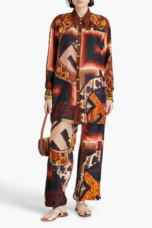 Camilla Crystal-embellished Printed Silk-twill Shirt