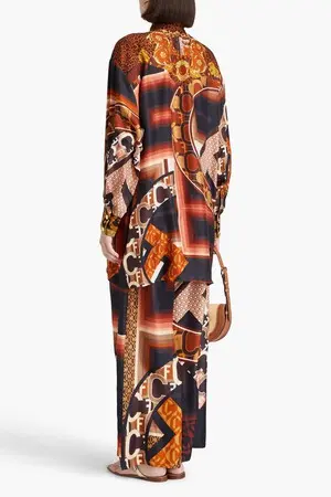 Camilla Crystal-embellished Printed Silk-twill Shirt