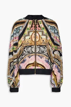 Camilla Embellished Printed Silk-twill Bomber Jacket