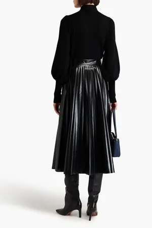 Zimmermann Pussy-bow Merino Wool Turtleneck Sweater With Puff Sleeves