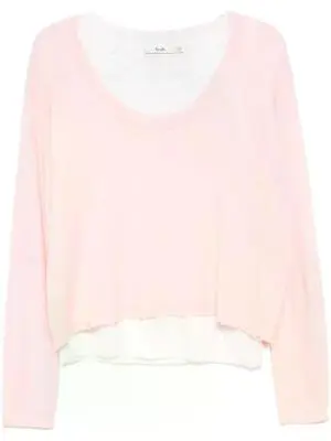 B+AB Layered Raw-edge Knitted Top - Pink