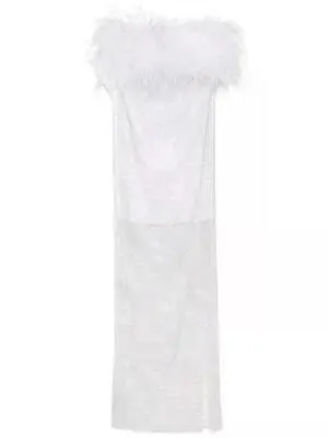 SANTA BRANDS Feather-detailed Midi Dress - White