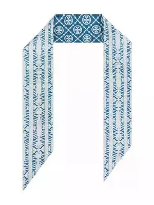 Tory Burch Monogram-print Scarf - Blue