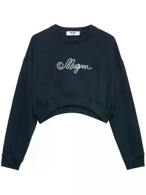 MSGM Logo-embroidered Cropped Sweatshirt