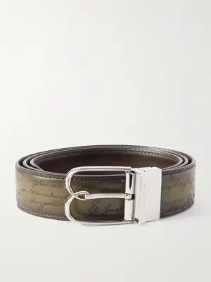 Berluti 3.5cm Scritto Venezia Leather Belt - Brown