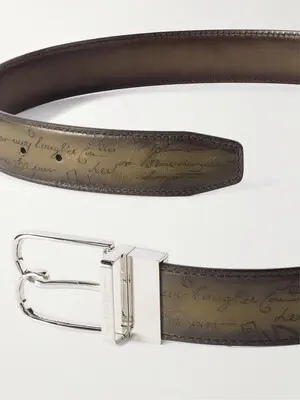 Berluti 3.5cm Scritto Venezia Leather Belt