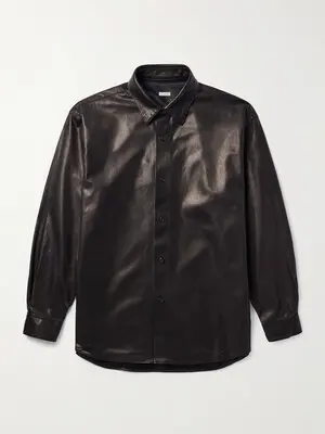 A.PRESSE Leather Shirt Jacket - Black