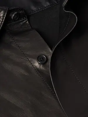 A.PRESSE Leather Shirt Jacket - Black