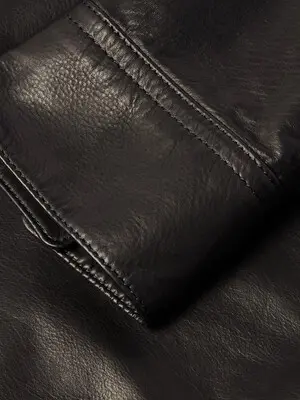 A.PRESSE Leather Shirt Jacket - Black