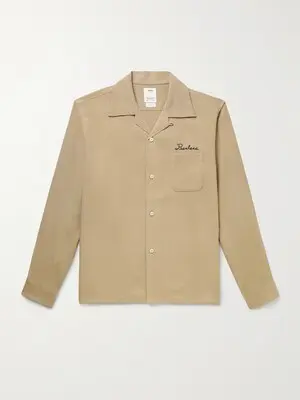 Visvim Keesey Convertible-collar Logo-embroidered Woven Shirt - Neutrals