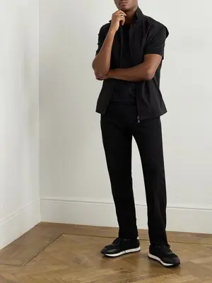 Zegna Slim-fit Logo-embroidered Cotton-jersey T-shirt - Black