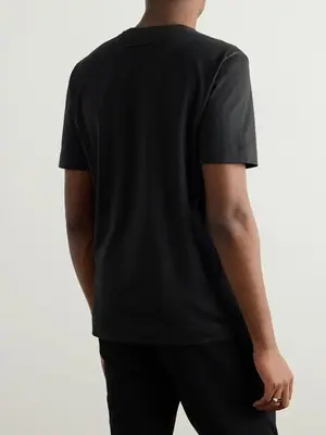 Zegna Slim-fit Logo-embroidered Cotton-jersey T-shirt - Black