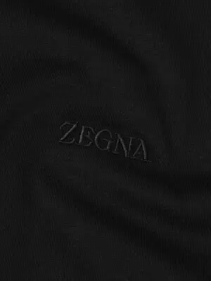 Zegna Slim-fit Logo-embroidered Cotton-jersey T-shirt - Black