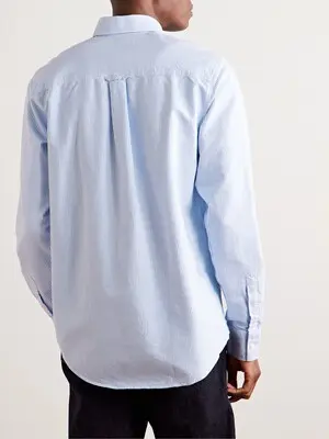 Nn07 Colby 5910 Button-down Collar Logo-embroidered Striped Organic Cotton Shirt