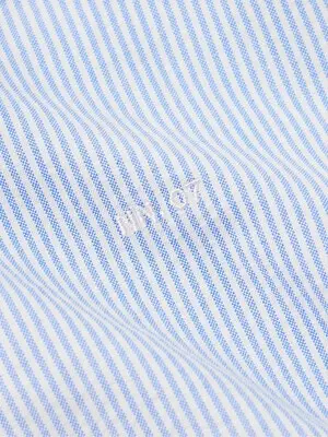 Nn07 Colby 5910 Button-down Collar Logo-embroidered Striped Organic Cotton Shirt