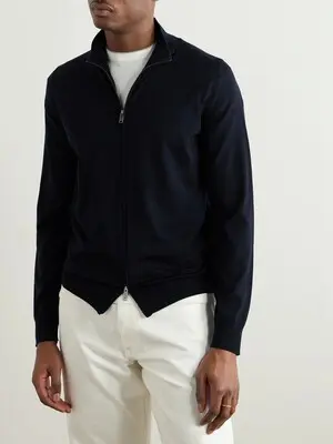 Zegna Wool Zip-up Cardigan - Blue