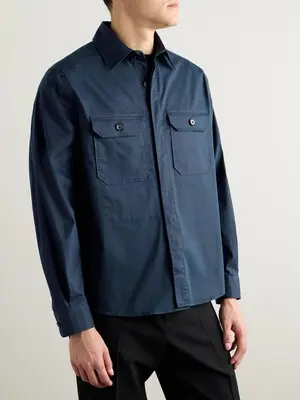 Zegna Cotton-blend Twill Overshirt - Blue