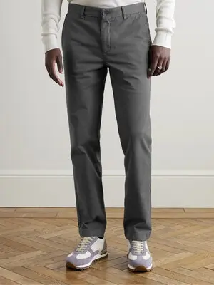 Mr P. Samuel Straight-leg Organic Cotton-blend Twill Chinos - Gray