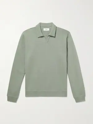 Mr P. Cotton-jersey Sweatshirt With Open Polo Collar