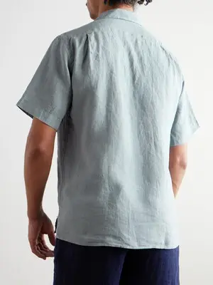 Hartford Palm Convertible-collar Linen Shirt