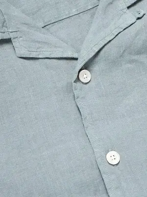 Hartford Palm Convertible-collar Linen Shirt