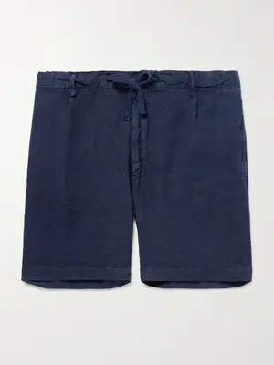Hartford Tank Straight-leg Linen Drawstring Shorts - Blue