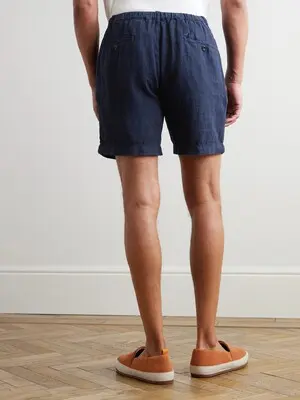 Hartford Tank Straight-leg Linen Drawstring Shorts - Blue
