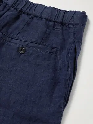 Hartford Tank Straight-leg Linen Drawstring Shorts - Blue