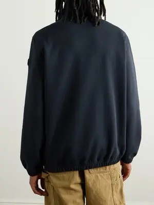 Moncler Logo-appliquéd Cotton-blend Jersey Half-zip Sweatshirt - Blue