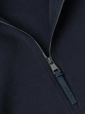 Moncler Logo-appliquéd Cotton-blend Jersey Half-zip Sweatshirt - Blue
