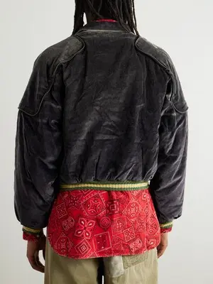 Kapital Logo-embroidered Cotton-velvet Bomber Jacket - Black