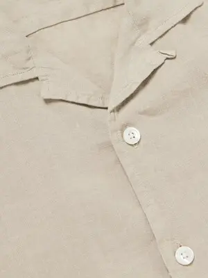 Hartford Palm Convertible-collar Linen Shirt